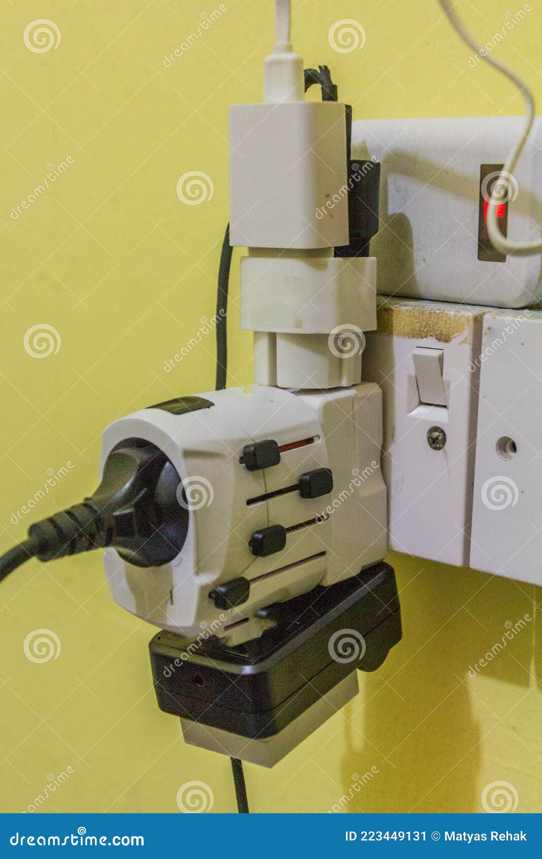 Various Interconnected Electric Plugs, Sockets and Adapto Stock Image ...