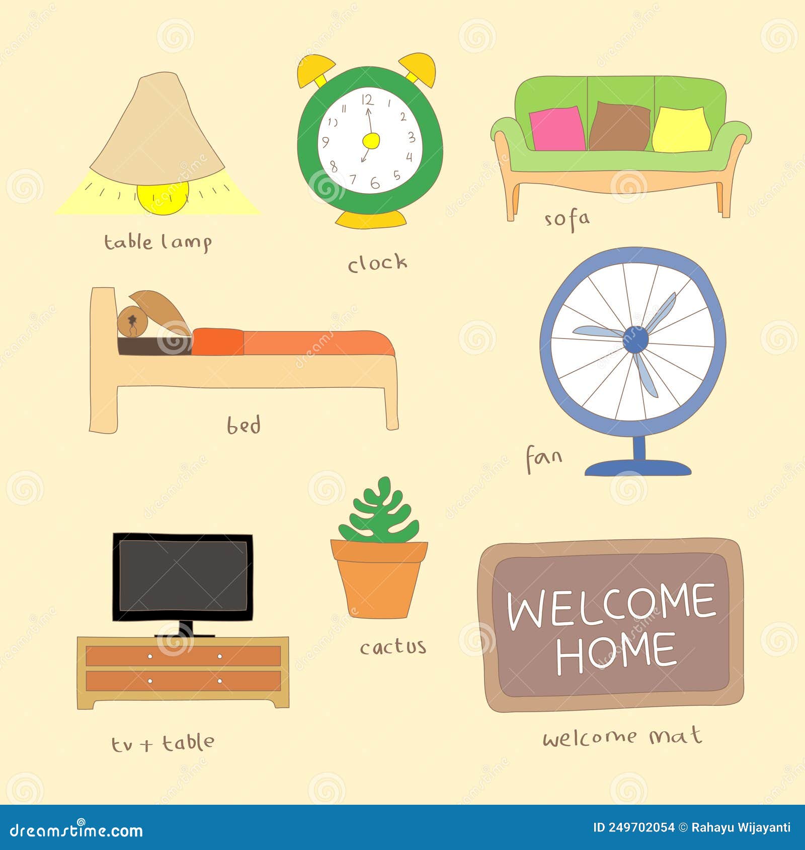 Various Interior Items in Home Stock Vector - Illustration of table ...