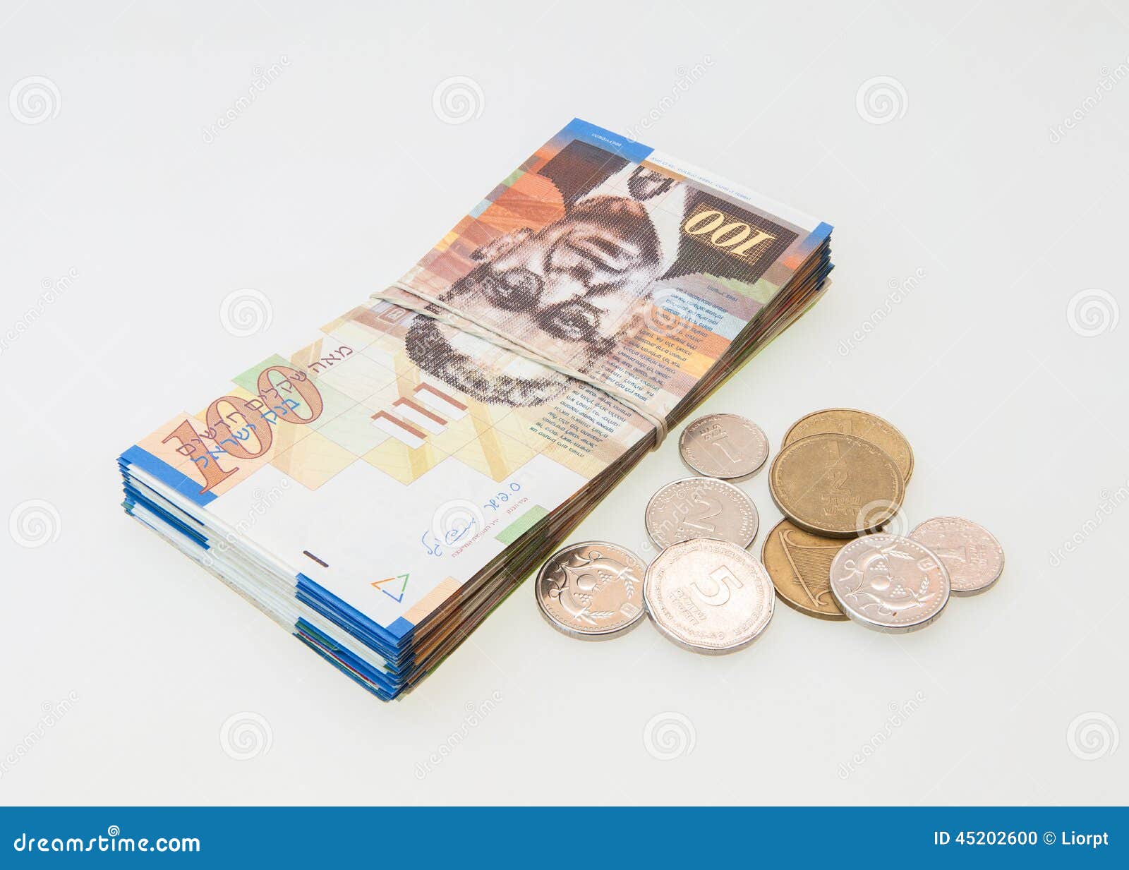 Various Israeli Shekel Notes with the New Fifty Note Stock Photo ...