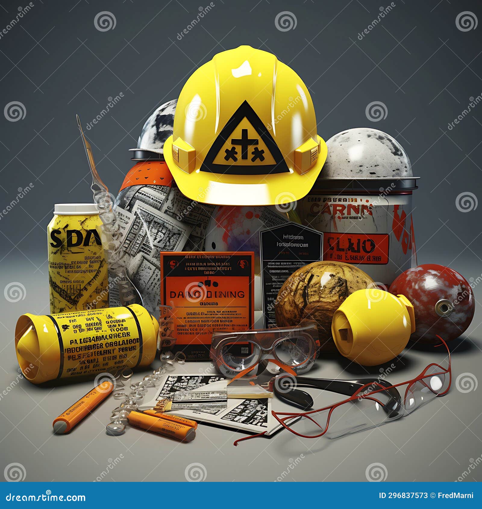 A Group of Objects on a Table Stock Illustration - Illustration of text ...