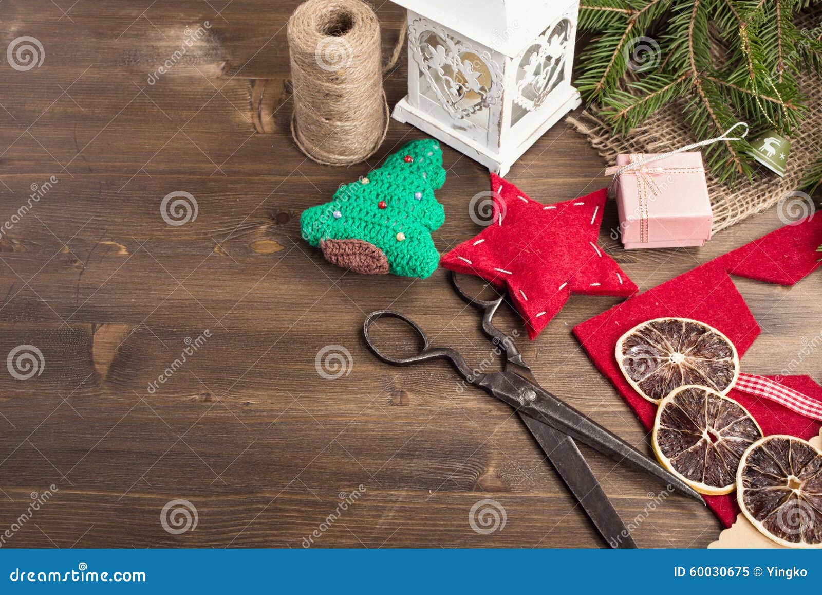 Various Items for Christmas Hand Craft at Right Top Corner Stock Image ...