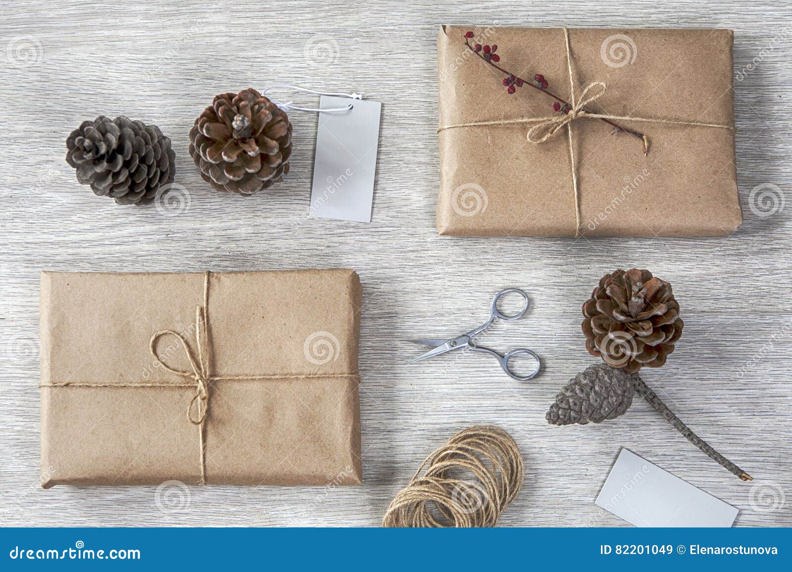 Various Items for Gift Wrapping are on the Table. Stock Image - Image ...
