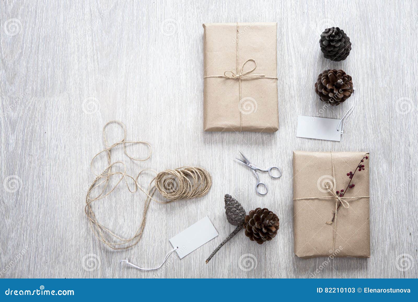 Various Items for Gift Wrapping are on the Table. Stock Image - Image ...