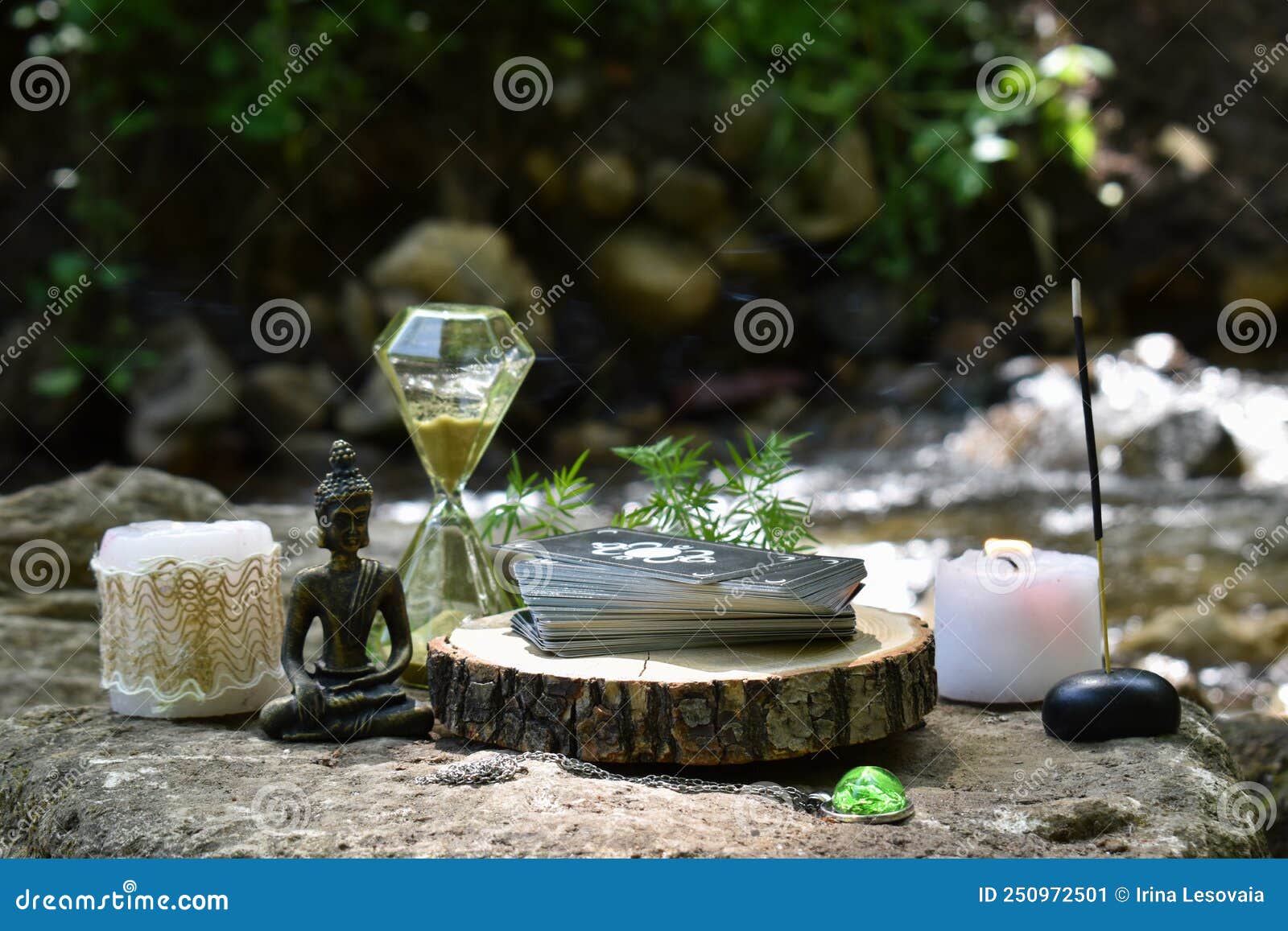 Various Items for Rituals and Divination on a Large Stone on the ...