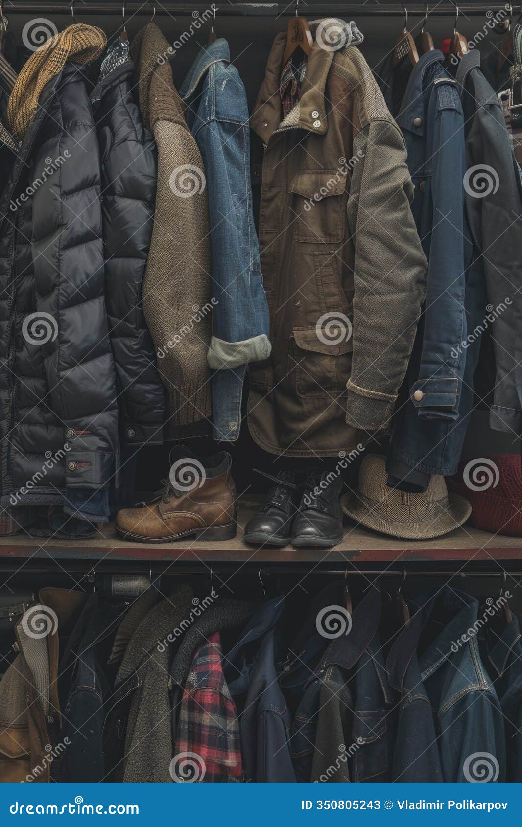 Various Jackets Hanging on a Rack, Suitable for Clothing Store ...