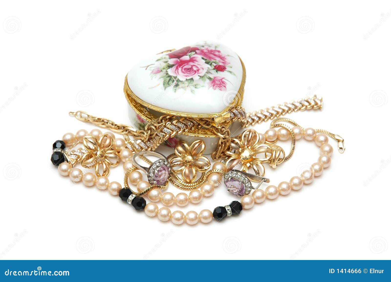Various jewellery isolated stock photo. Image of black - 1414666