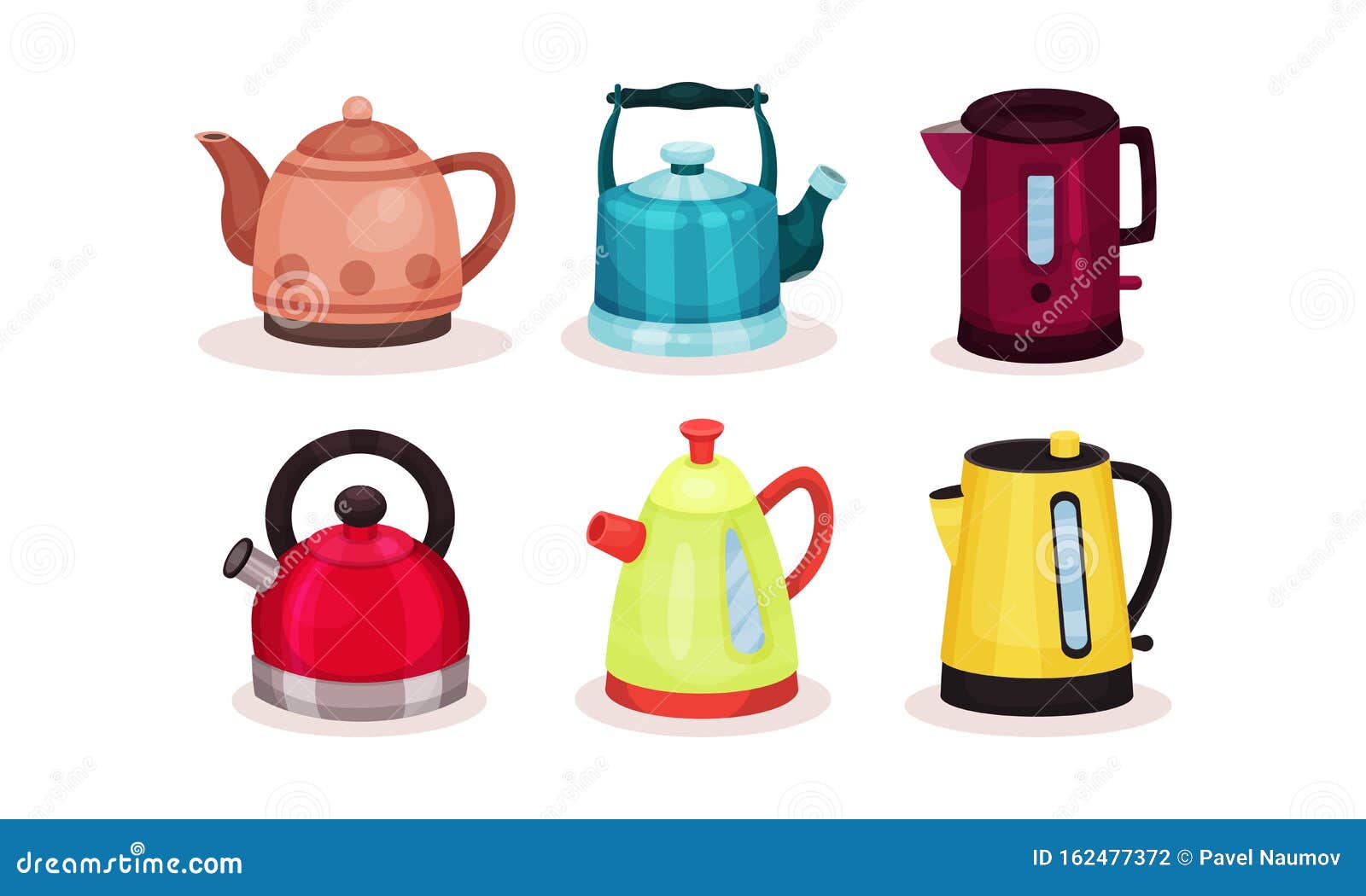 Various Kettles Vector Illustrated Set. Kitchenware Collection Stock ...