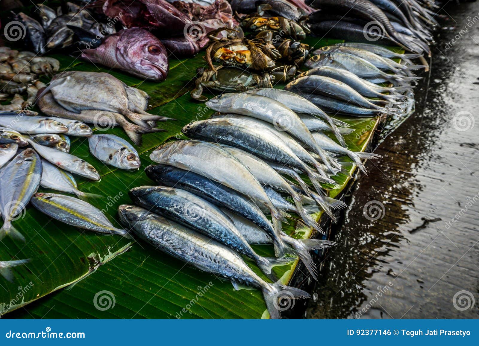 Various Kind of Fish on Banana Leaf on Traditional Market in Bogor ...