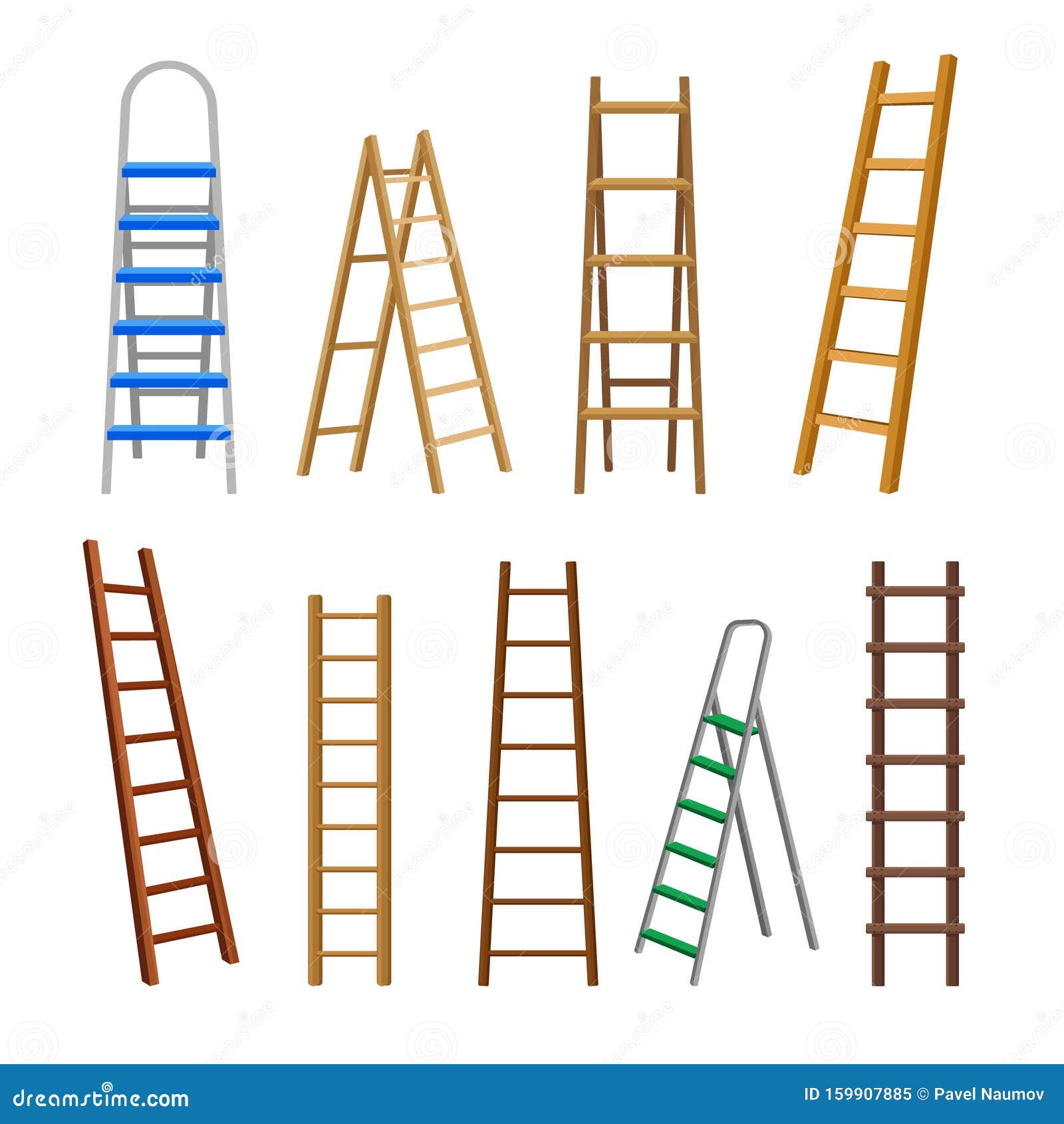 Various Kinds and Colors Ladders Collected in Set of Vector ...