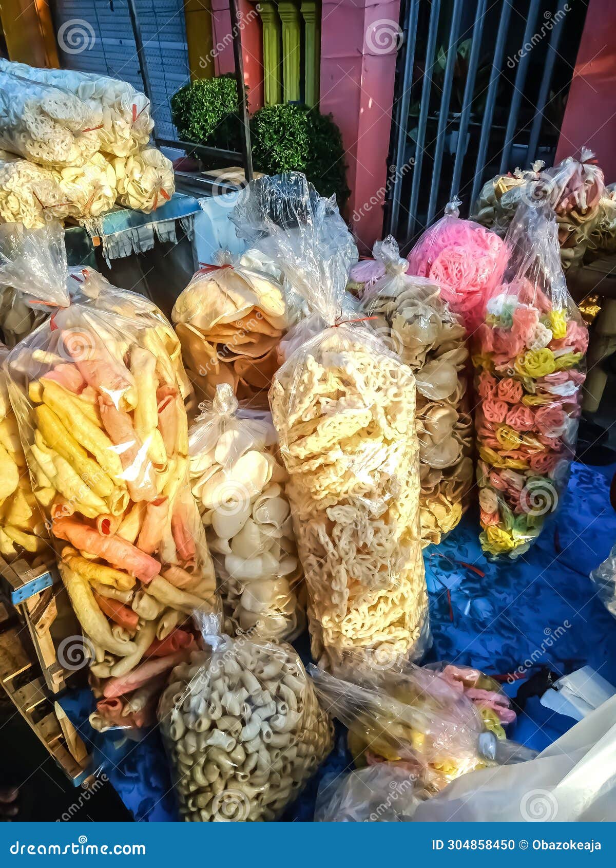 Various Kinds of Crackers in Several Plastic Bags Stock Photo - Image ...