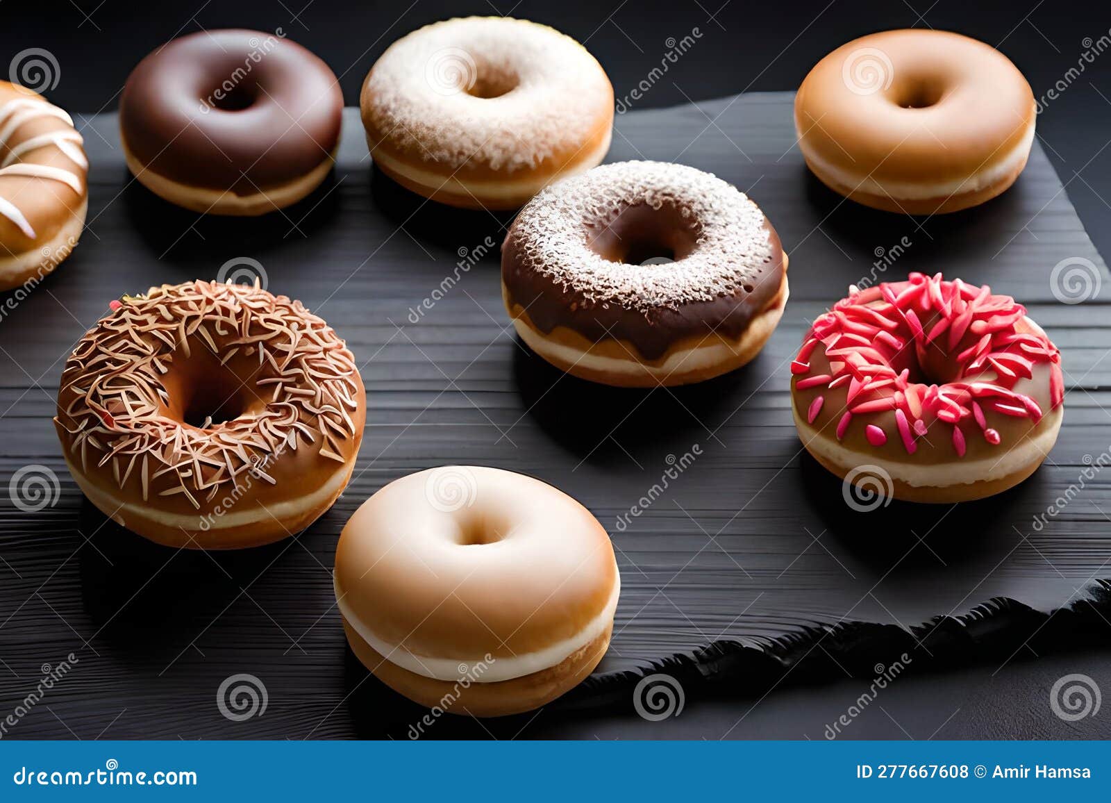 Various Kinds of Delicious Donuts Stock Illustration - Illustration of ...