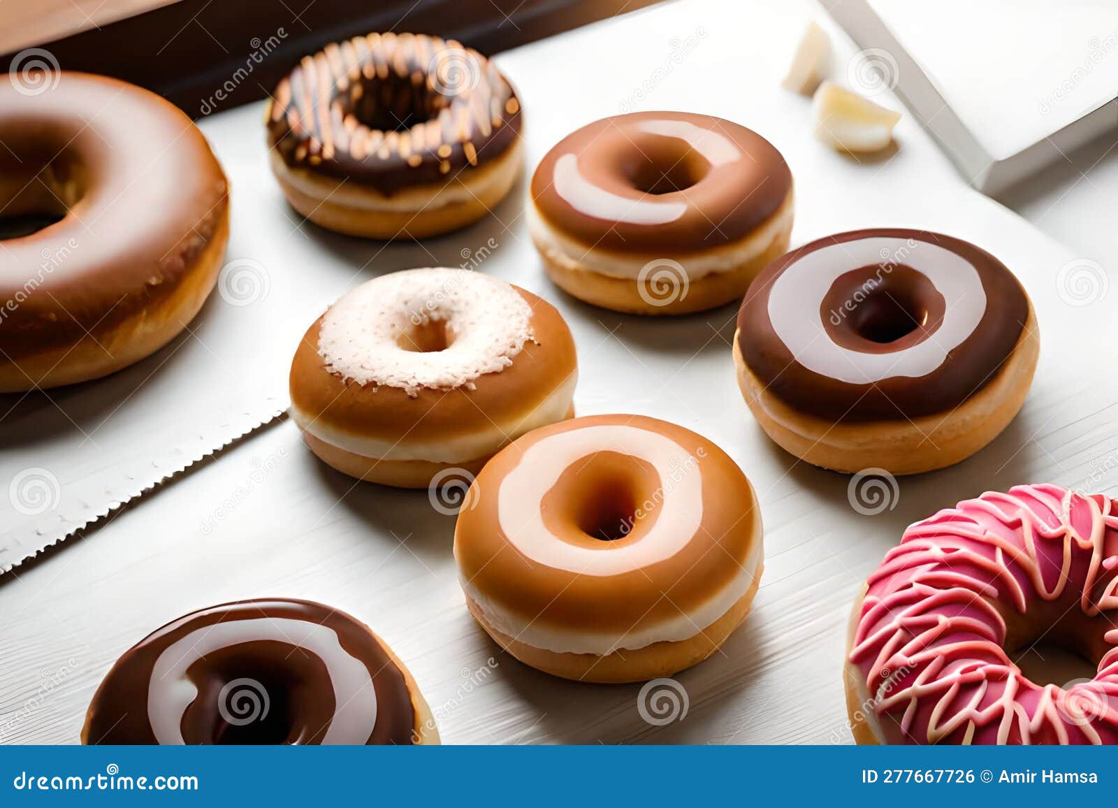 Various Kinds of Delicious Donuts Stock Illustration - Illustration of ...