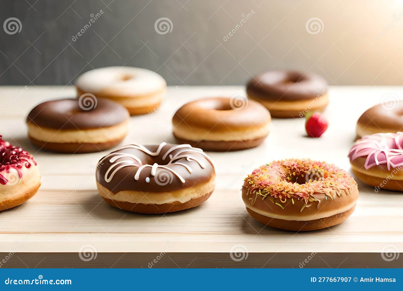 Various Kinds of Delicious Donuts Stock Illustration - Illustration of ...
