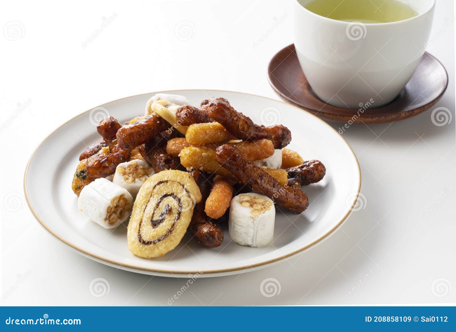Various Types of Karinto Placed on a White Background Viewed from Above ...