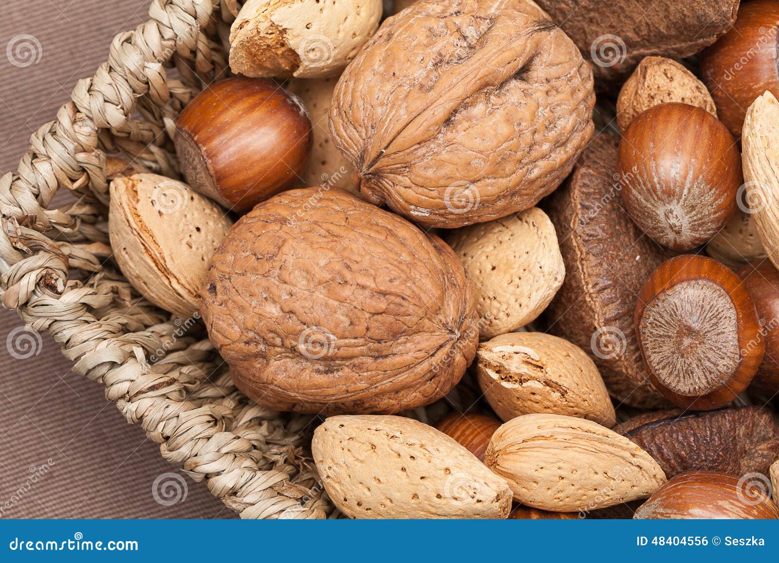 Various kinds of nuts. stock photo. Image of healthy - 48404556