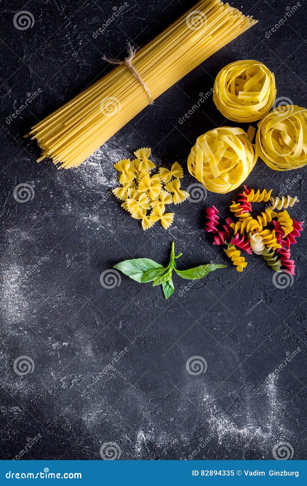 Various Kinds of Paste on Dark Background Top View Stock Image - Image ...