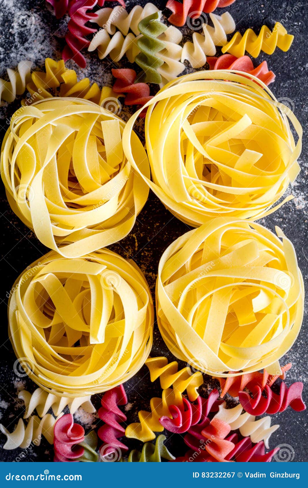 Various Kinds of Paste on Dark Background Top View Stock Image - Image ...