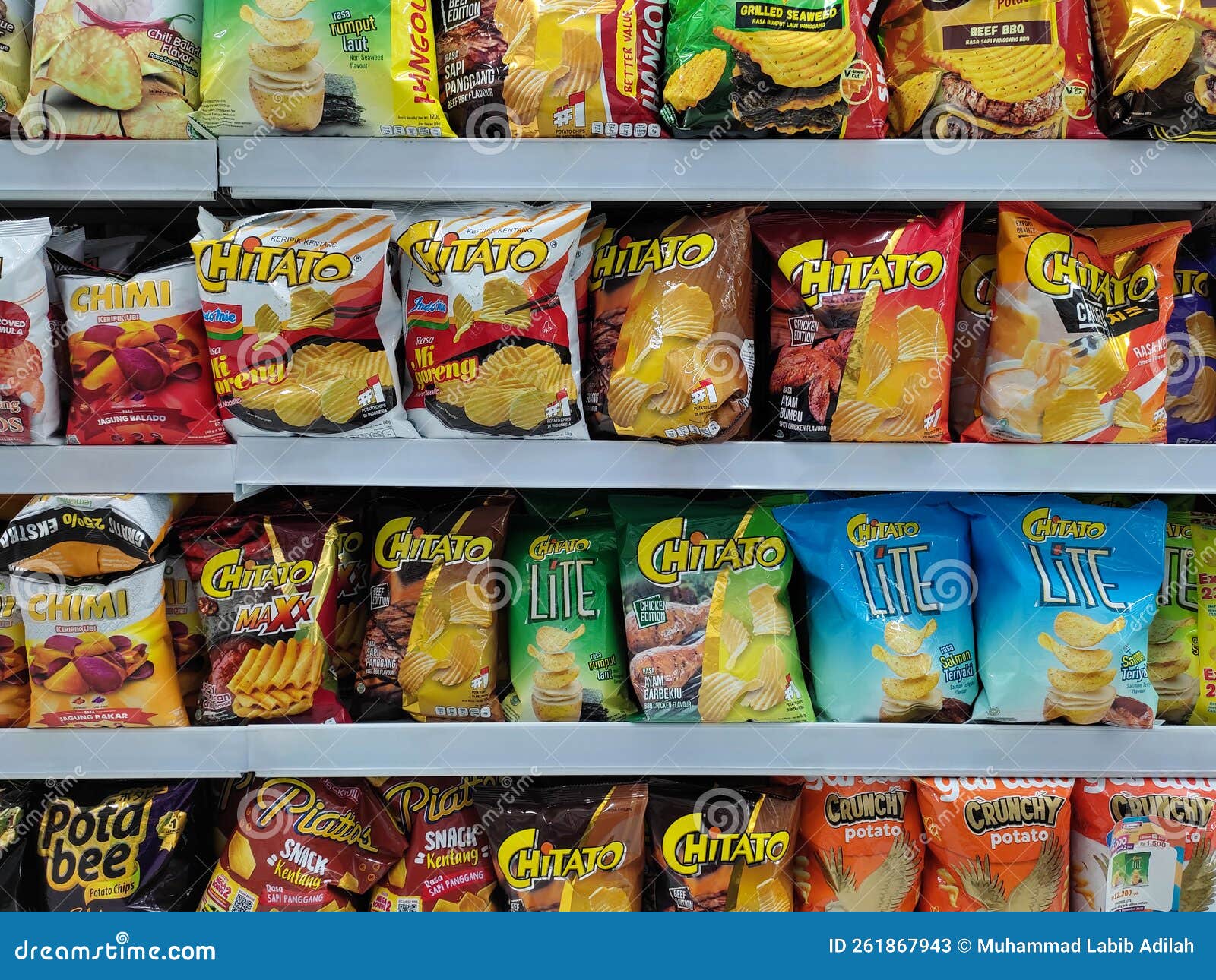 Various Kinds of Processed Potato Snacks in the Mini Market Editorial ...