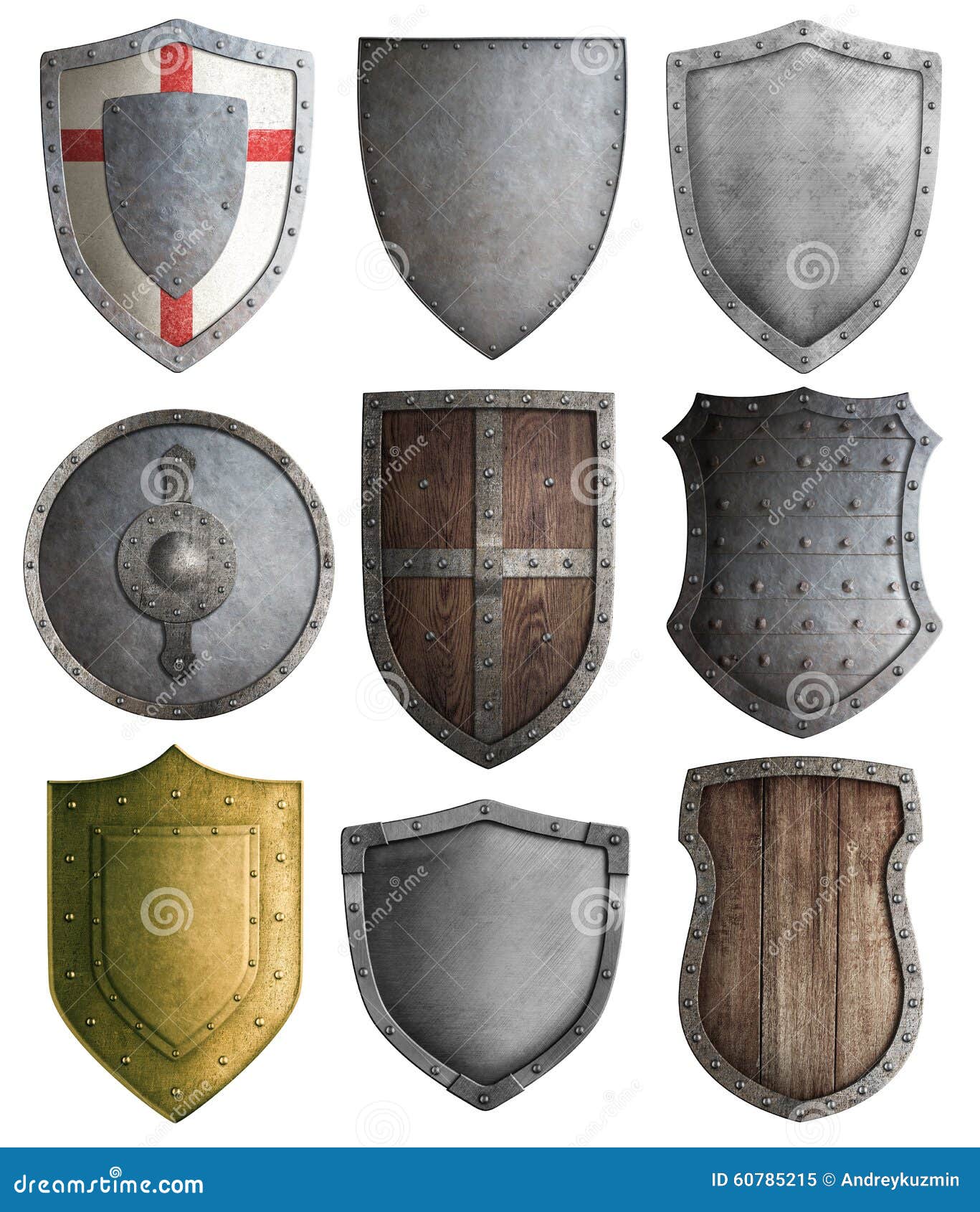Various Knight Shields Set Isolated Stock Illustration - Illustration ...
