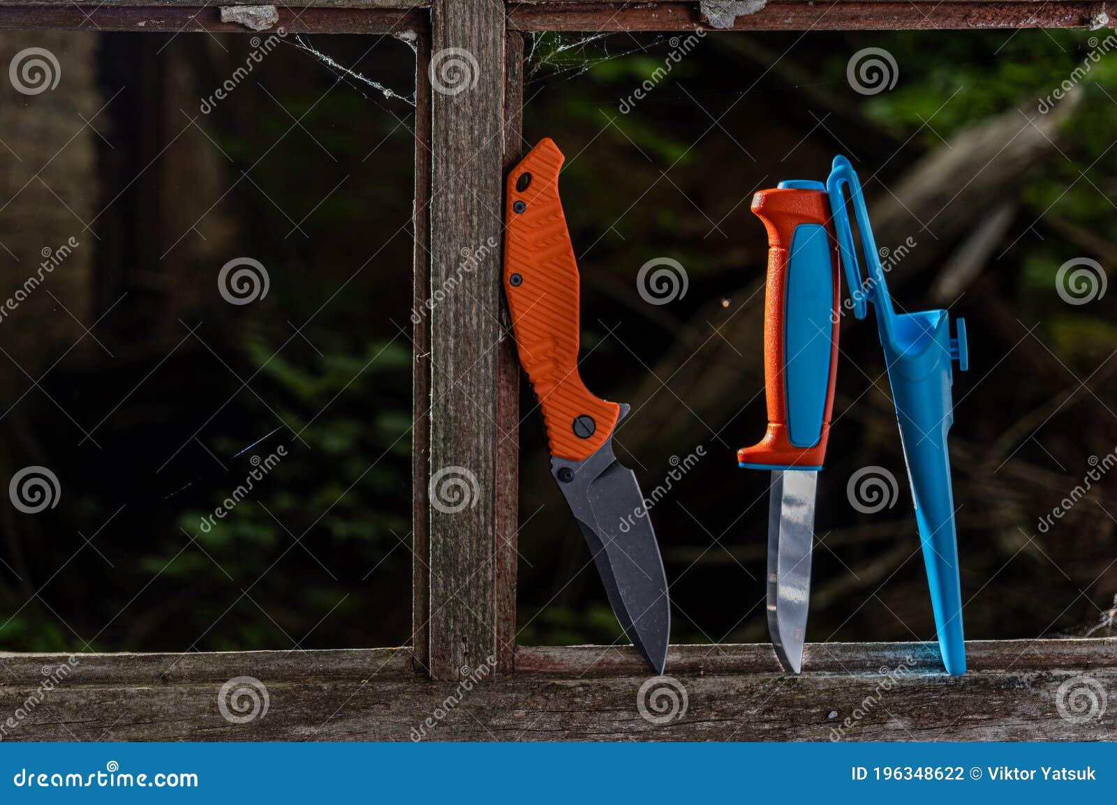 Various Knives. Various Knives in the Window Frame Stock Photo - Image ...