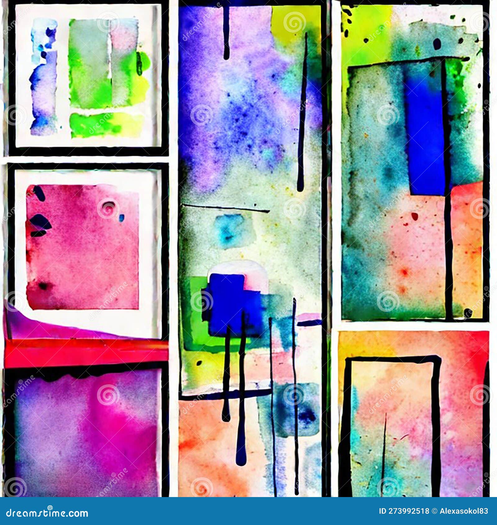 Various Layers of Transparent Watercolor Bold Geometric with Maximalist ...