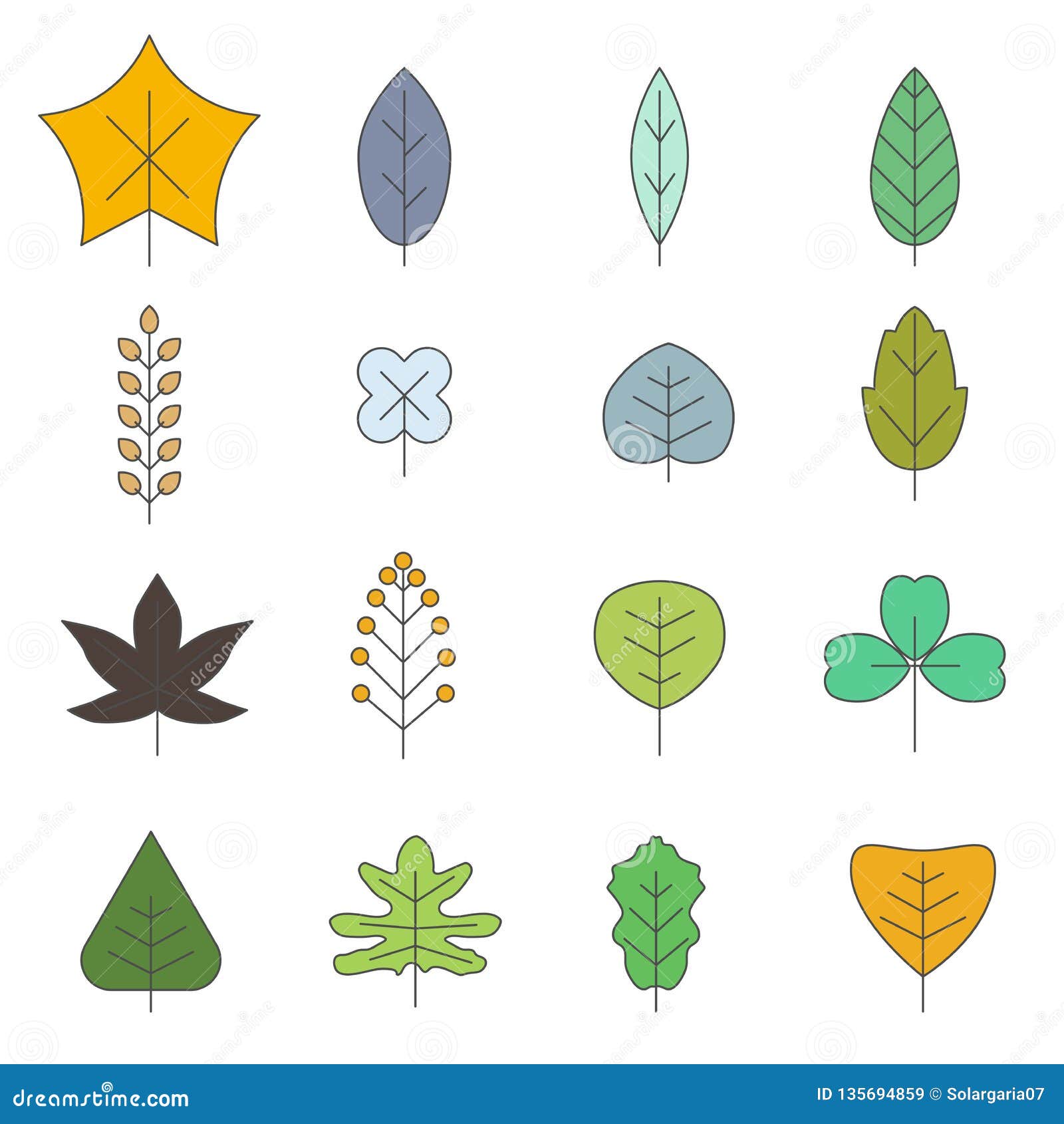 Various Leaf Shape Vector Illustration Flat Design Stock Vector ...