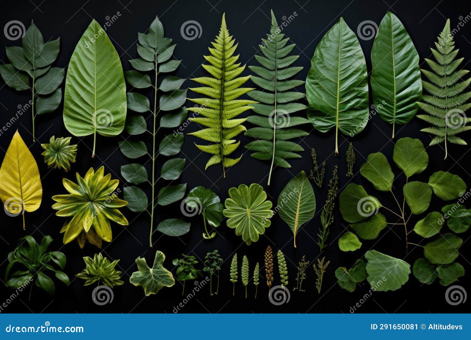 Various Leaf Sizes Arranged To Resemble a Forest Scene Stock Image ...