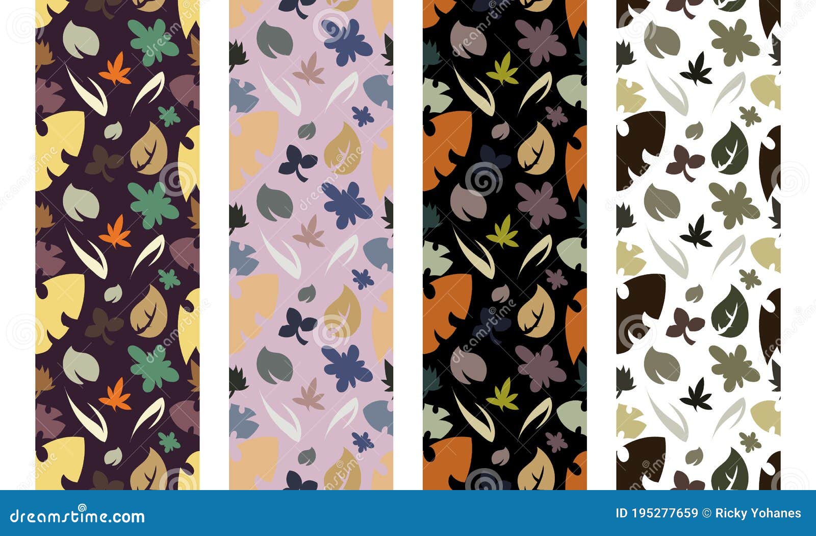 Various Leaves Type Seamless Pattern Stock Vector - Illustration of ...
