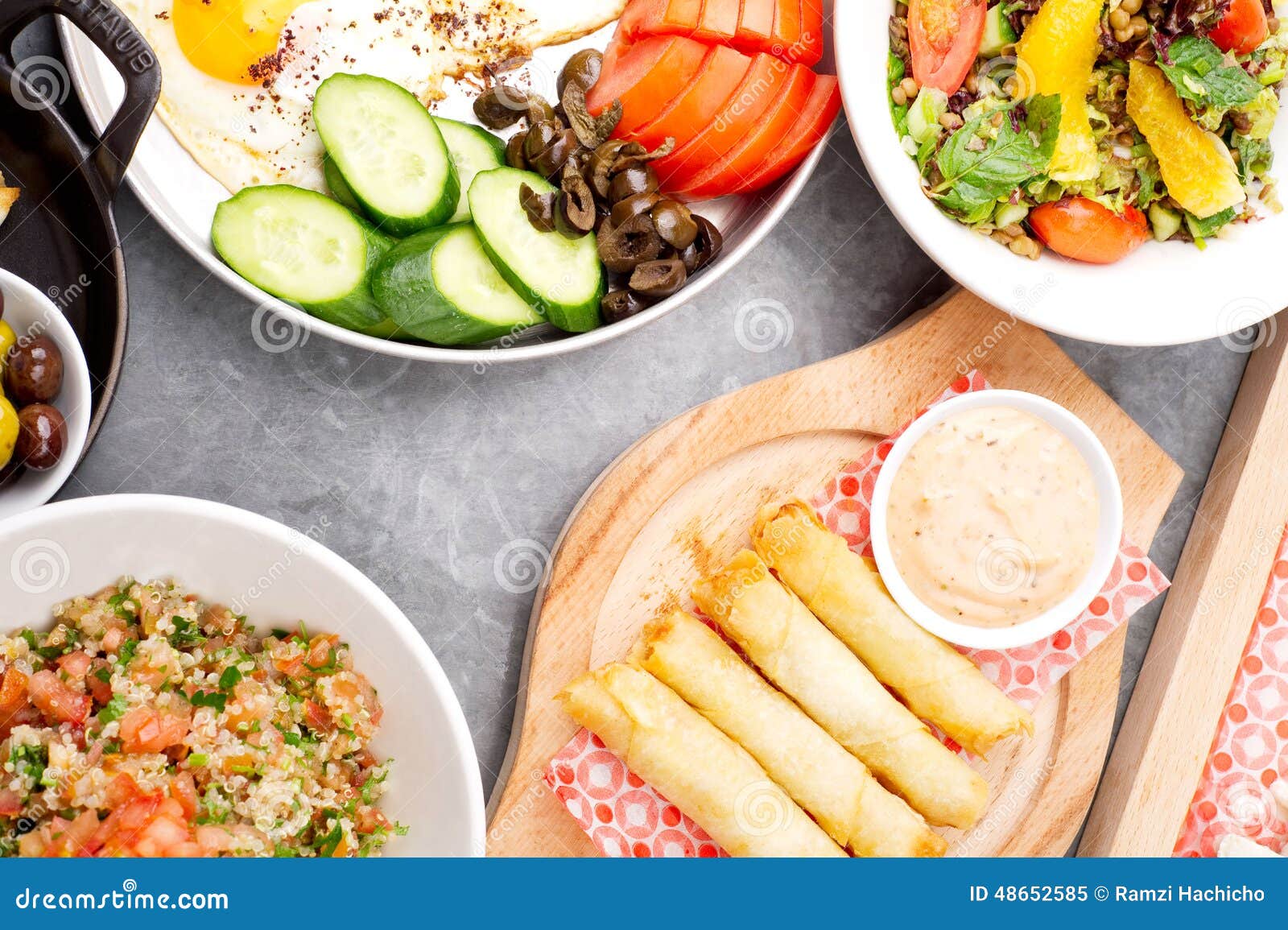 Various Lebanese Plates / Mediterranean Cuisine Stock Image - Image of ...