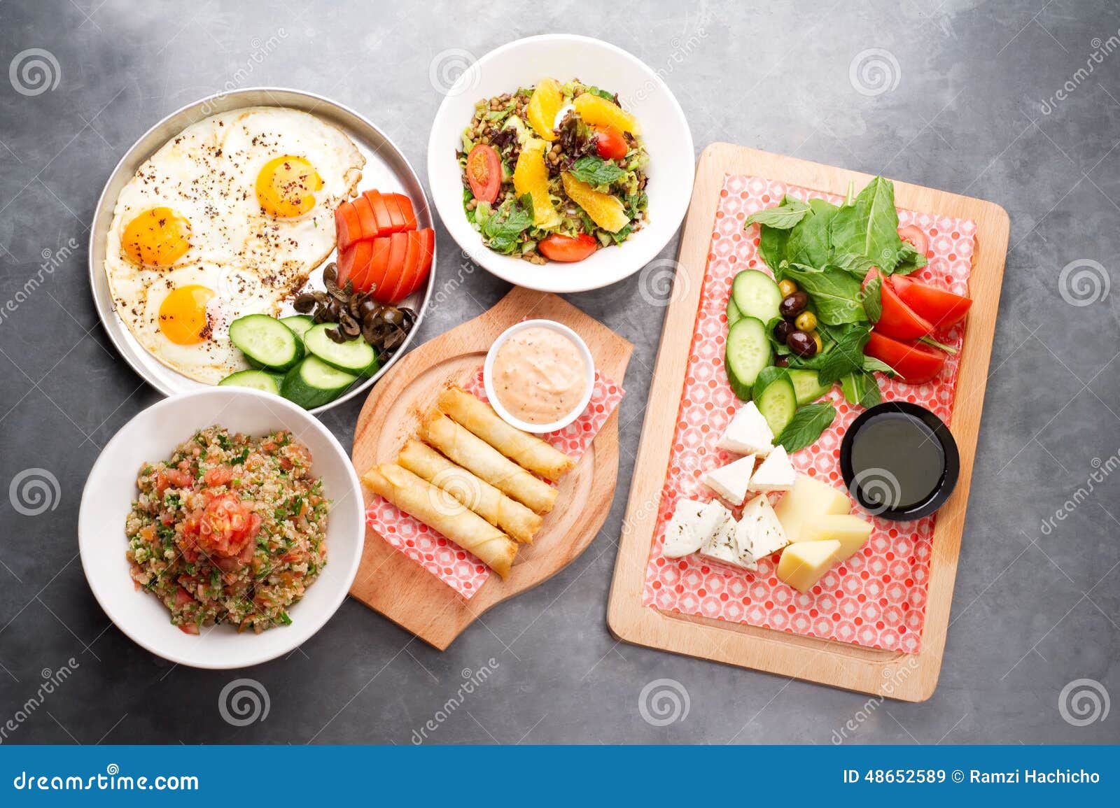 Various Lebanese Plates / Mediterranean Cuisine Stock Image - Image of ...