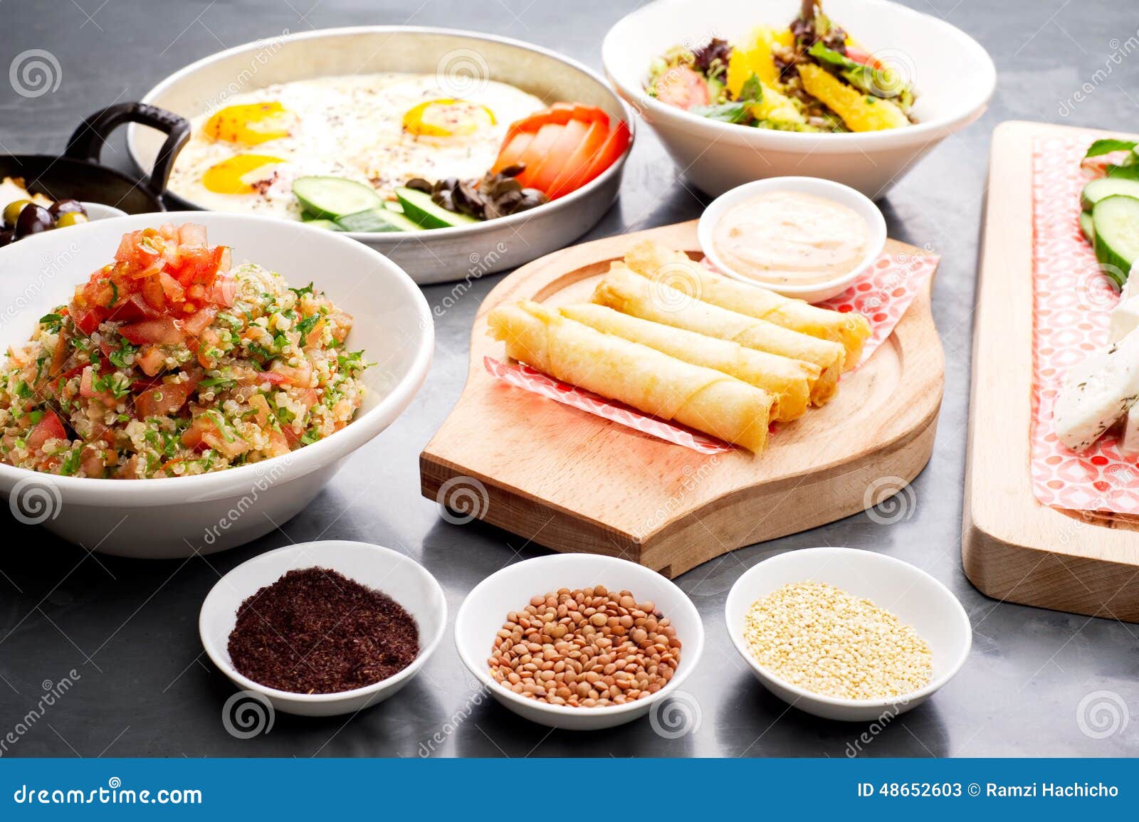 Various Lebanese Plates / Mediterranean Cuisine Stock Image - Image of ...