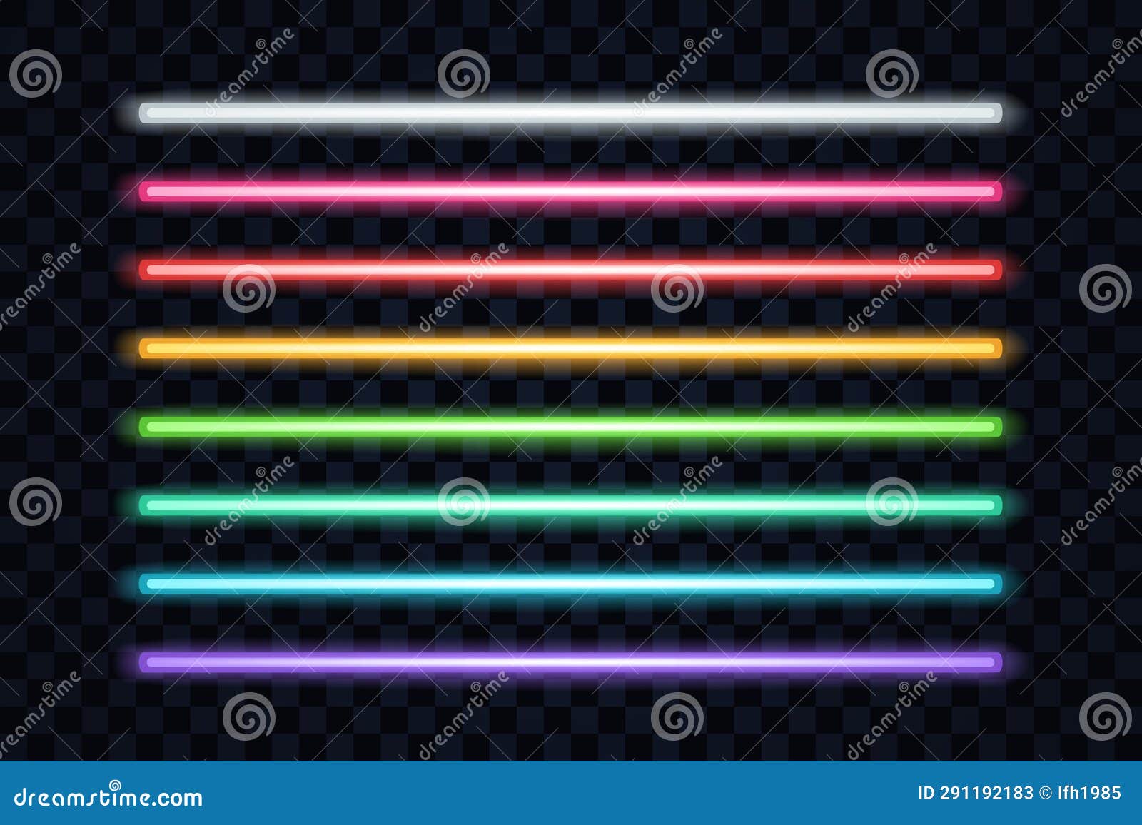 Various Led Lights in Set on Dark Stock Vector - Illustration of ...