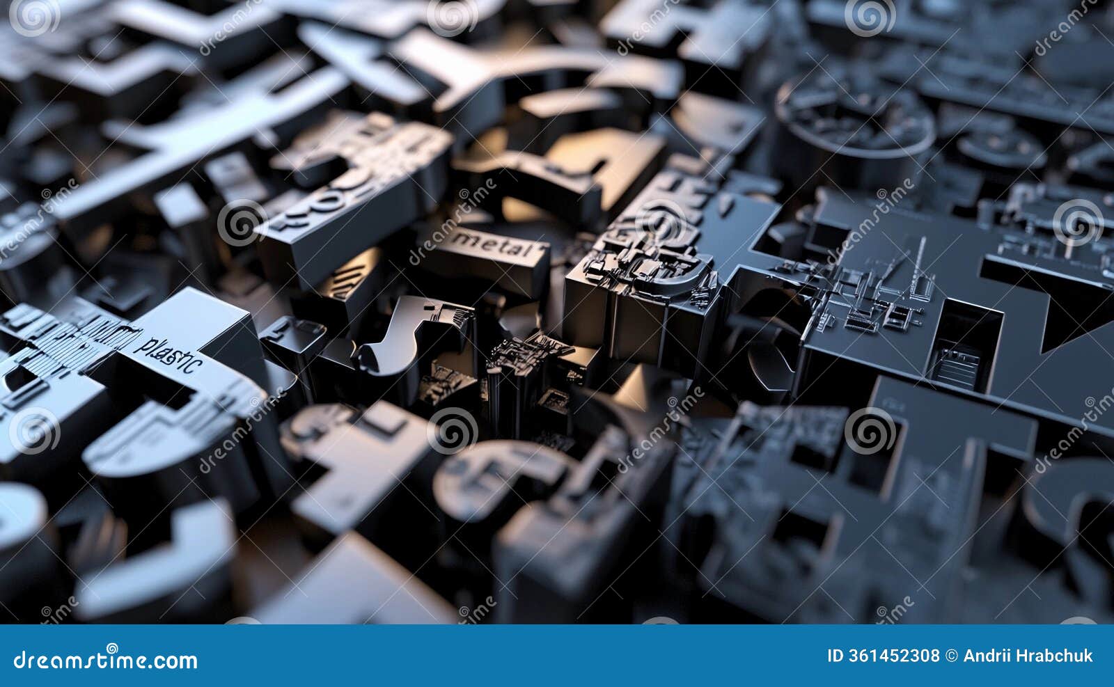 Various Letters and Symbols Made from Different Materials Illustrate a ...