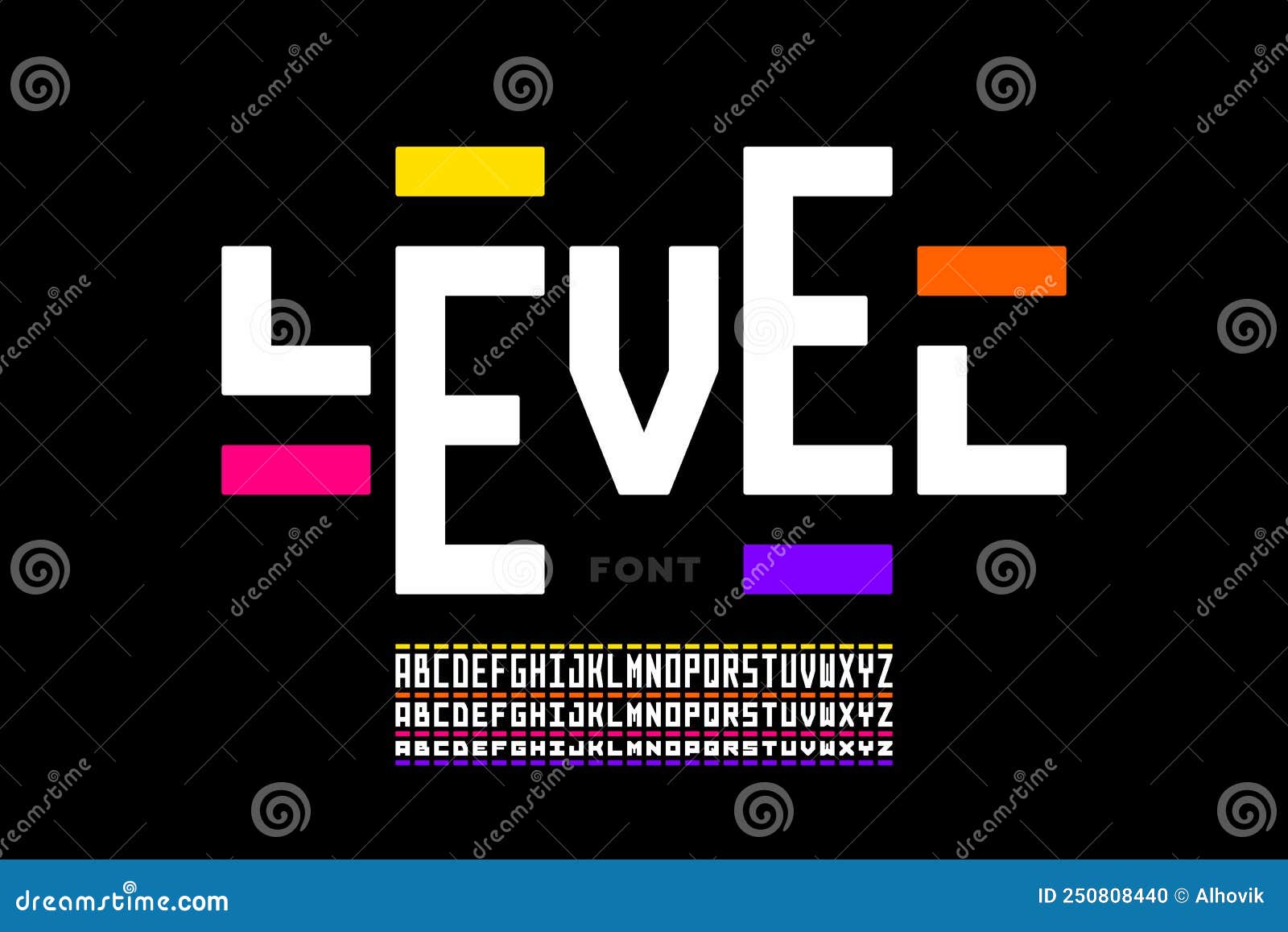 Various Levels Letters Font Stock Vector - Illustration of bright ...