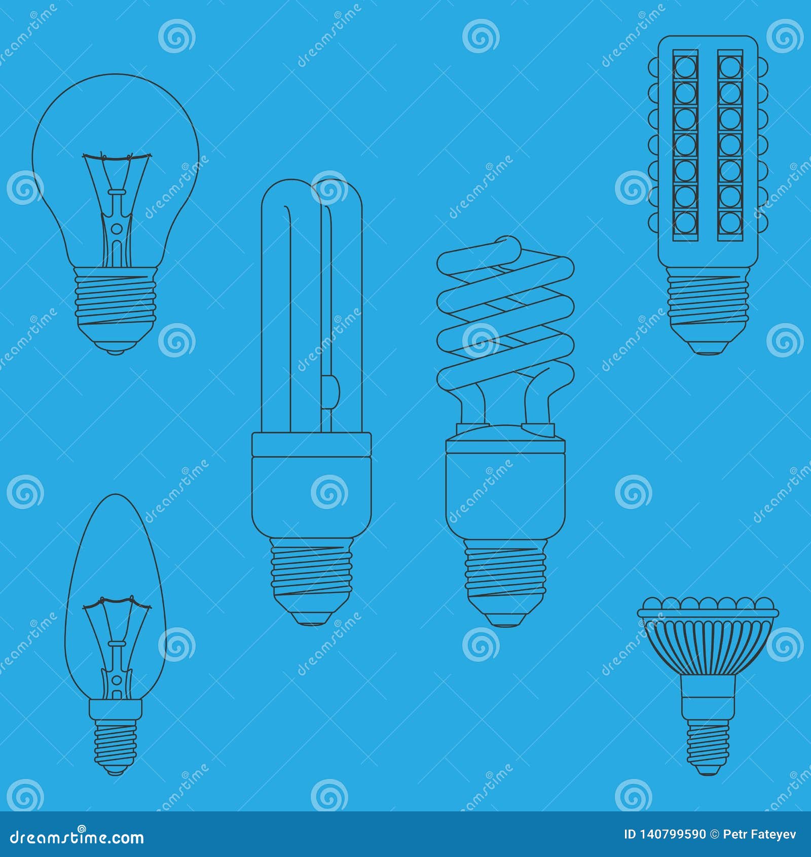 Various Light Bulbs stock vector. Illustration of inspiration - 140799590