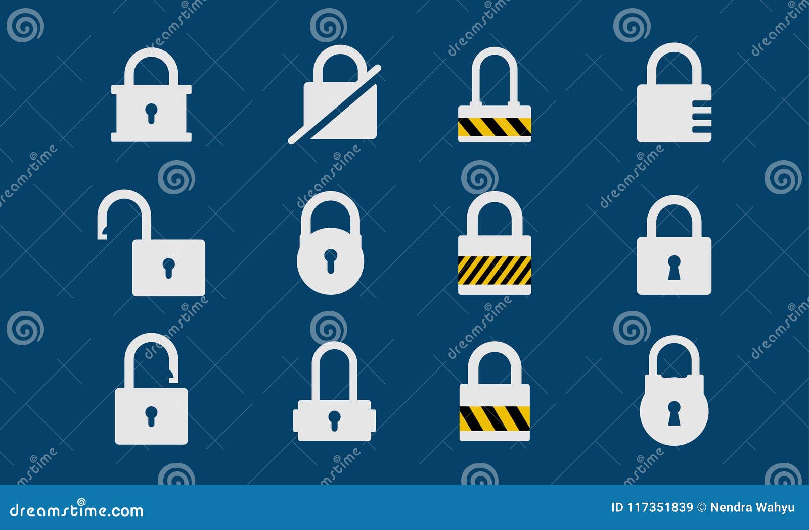 Various Lock Padlock App Icon Pack Stock Vector - Illustration of ...