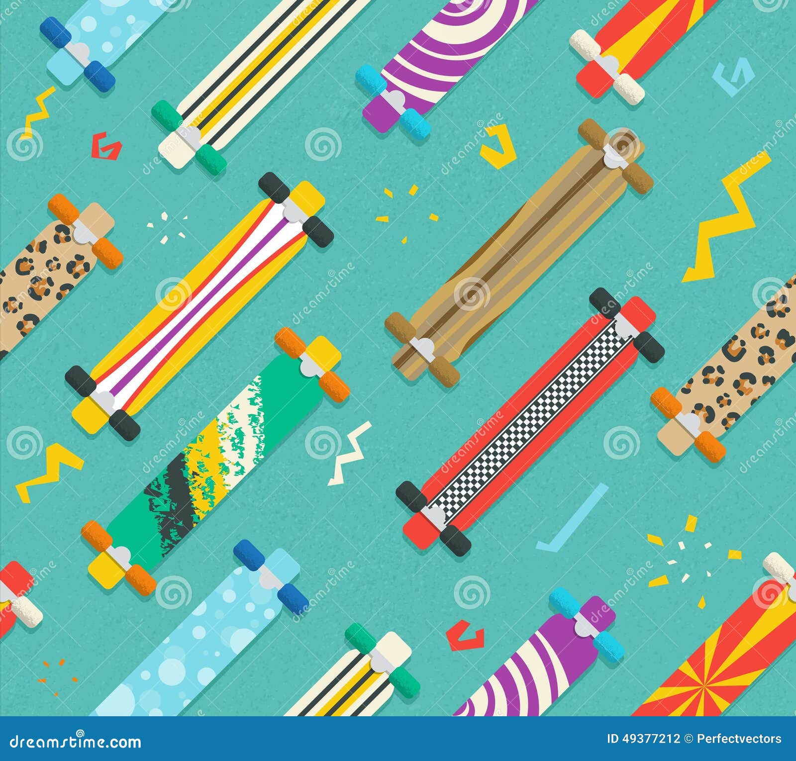 Various Longboards Diagonal Seamless Pattern Stock Vector ...