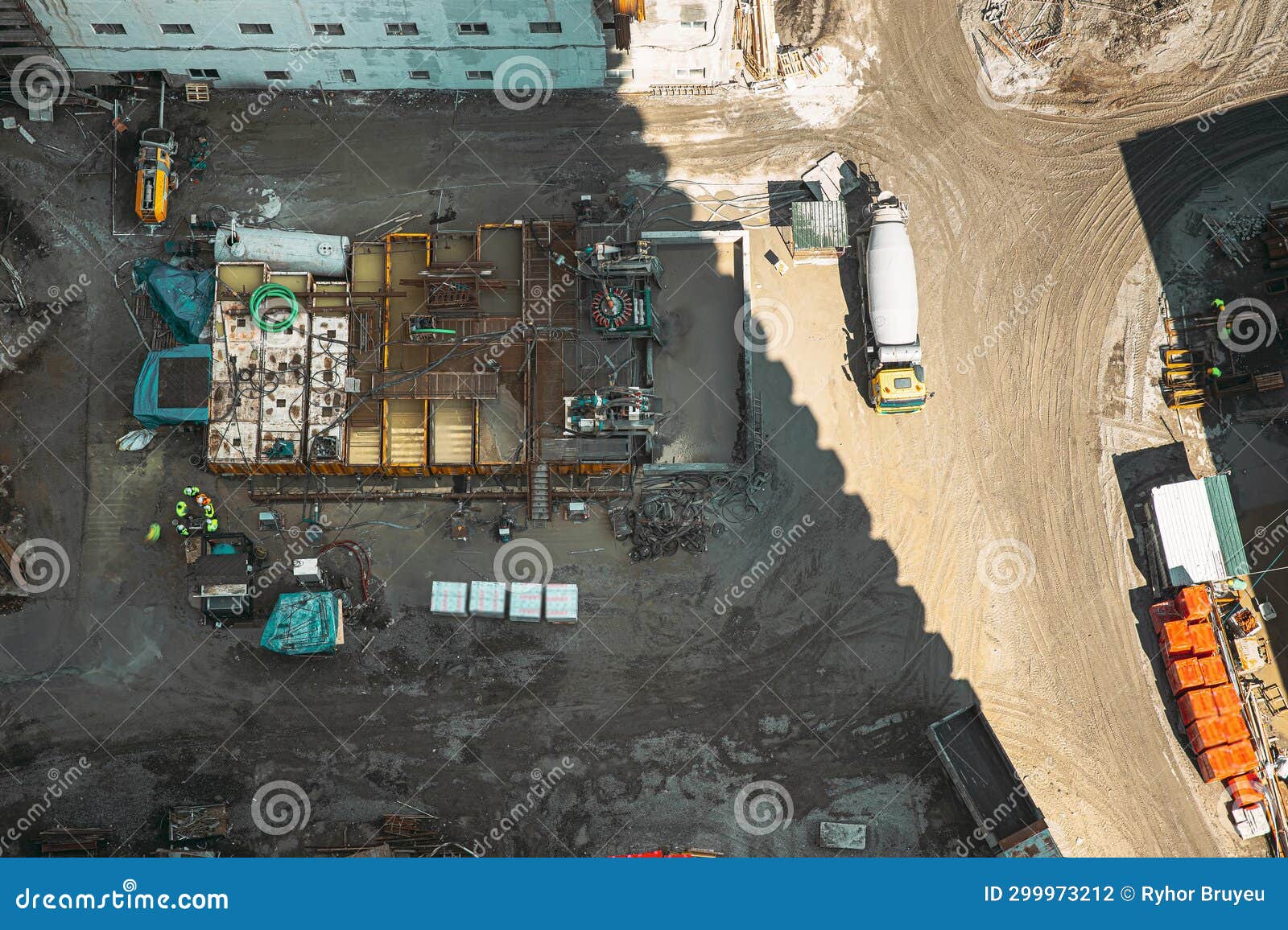 Various Machinery with Workers are Engaged in Repairing Development on ...