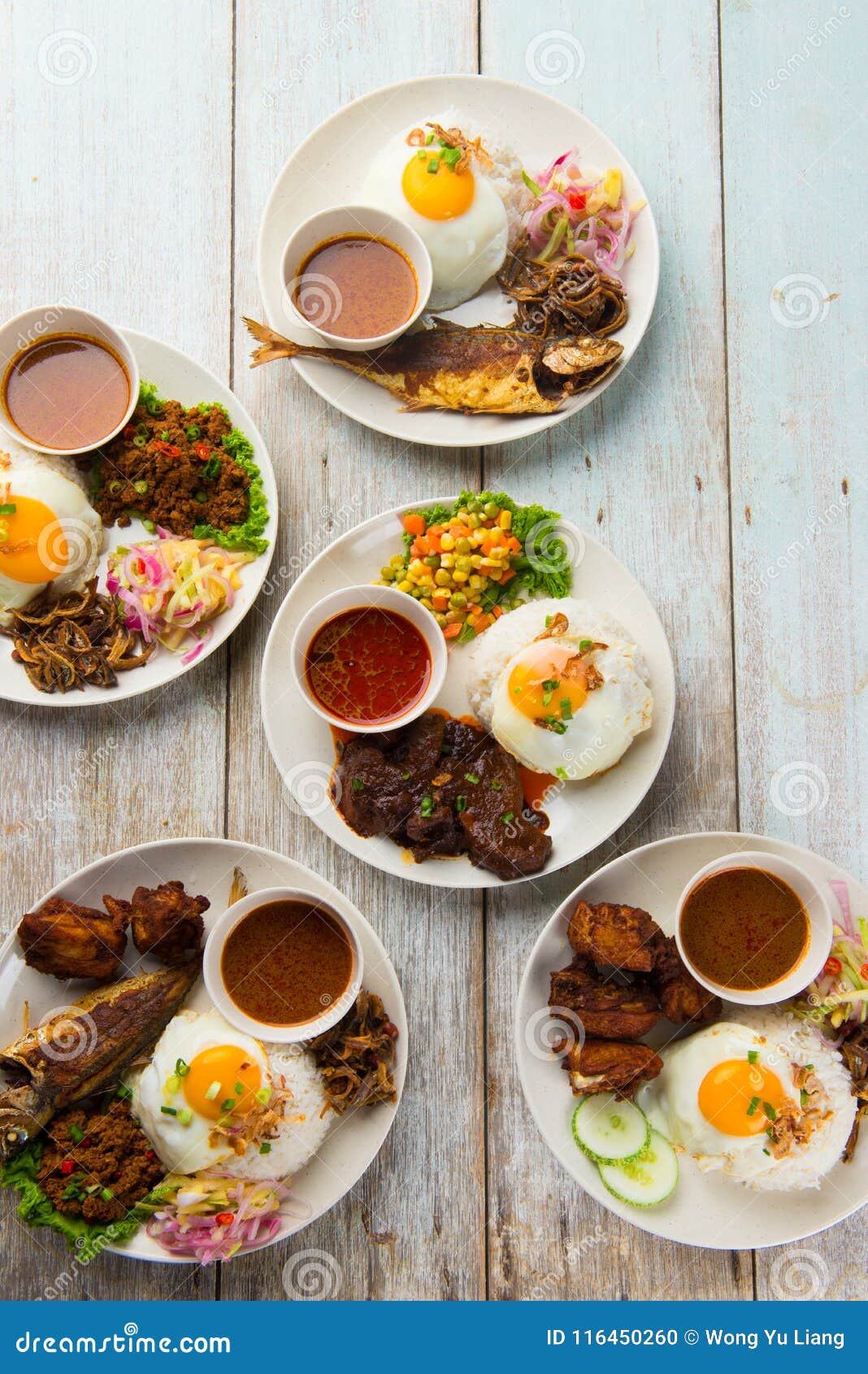 Various Malaysian Rice and Dishes Stock Photo - Image of fish, cuisine ...