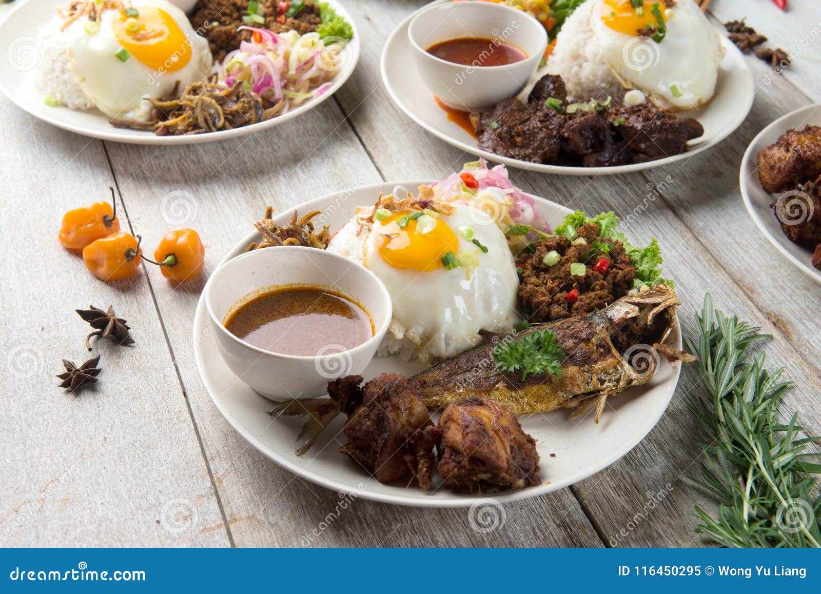 Various Malaysian Rice and Dishes Stock Image - Image of indonesian ...