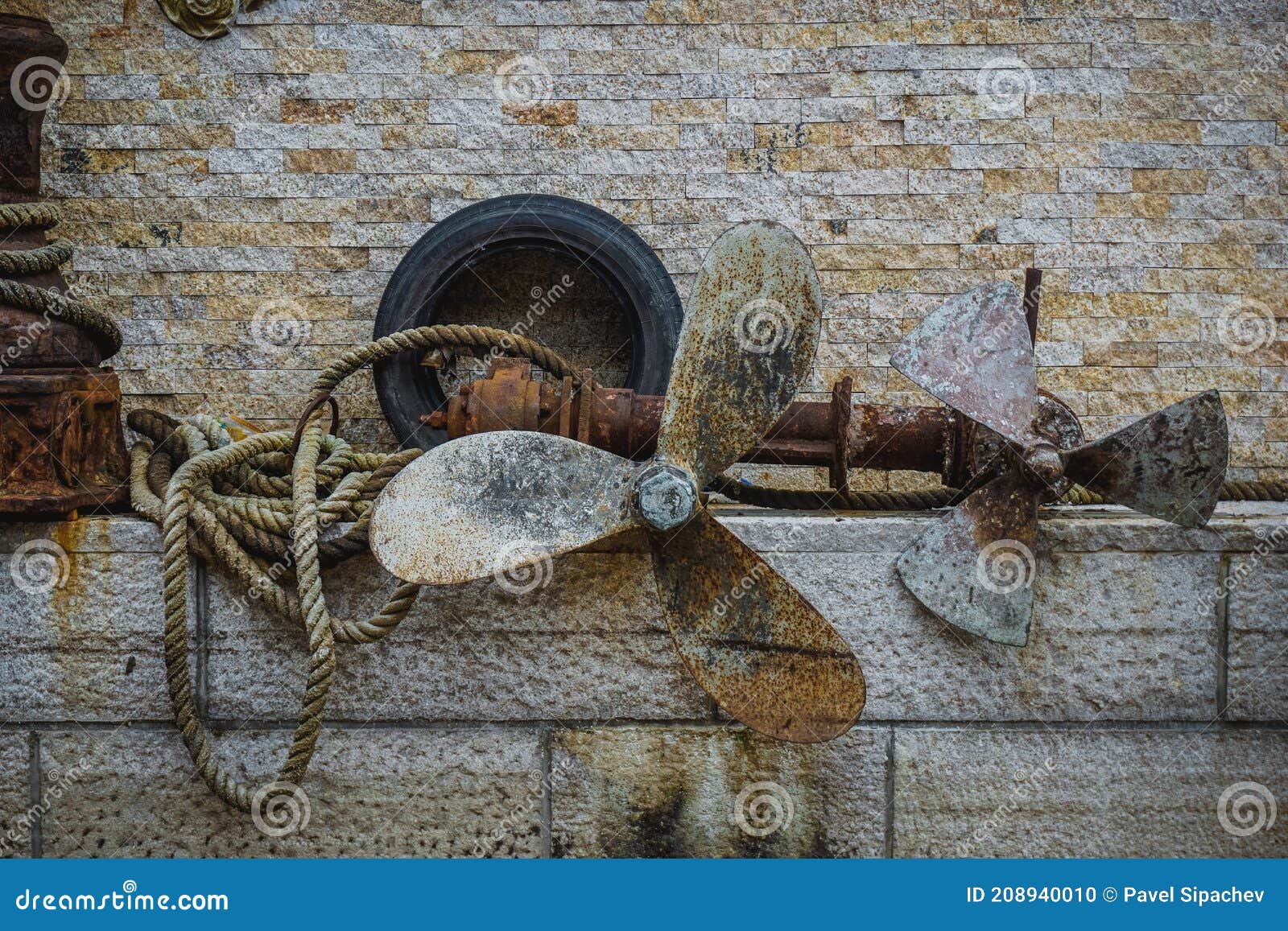Various Marine Objects on the Wall Stock Photo - Image of security ...