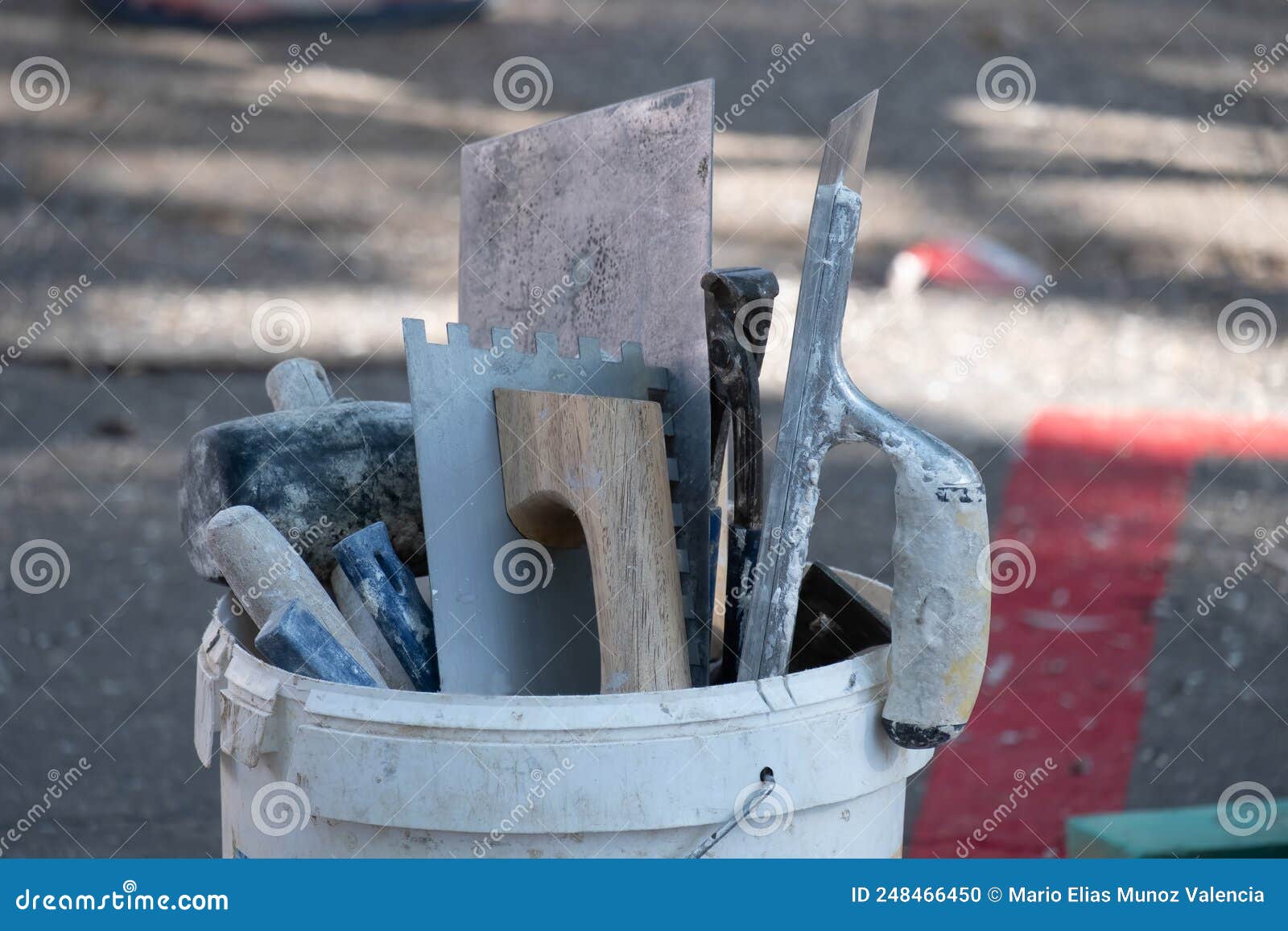 Various Masonry and Brickwork Tools Being Used on a Construction Site ...