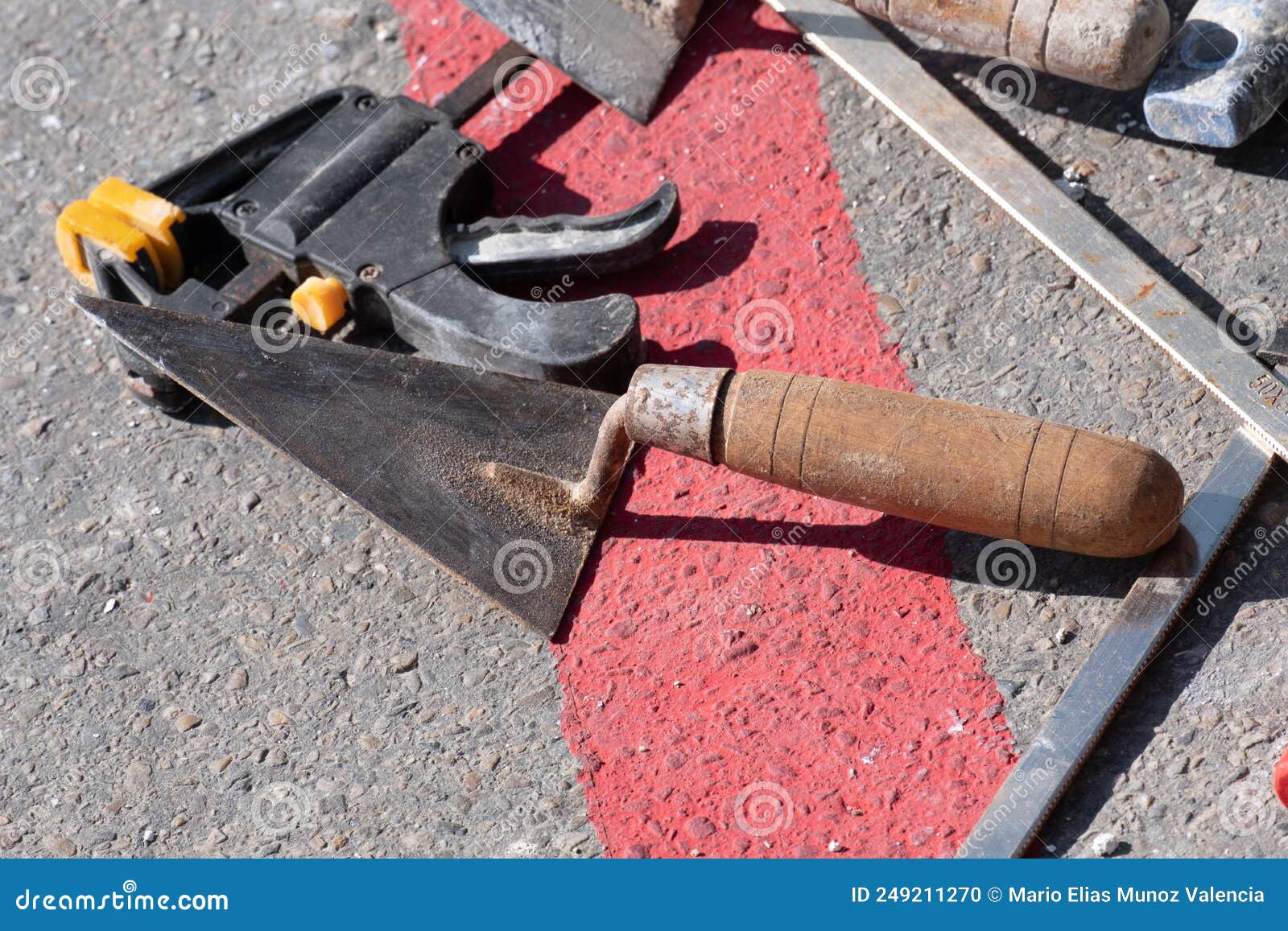 Various Masonry and Brickwork Tools Being Used on a Construction Site ...