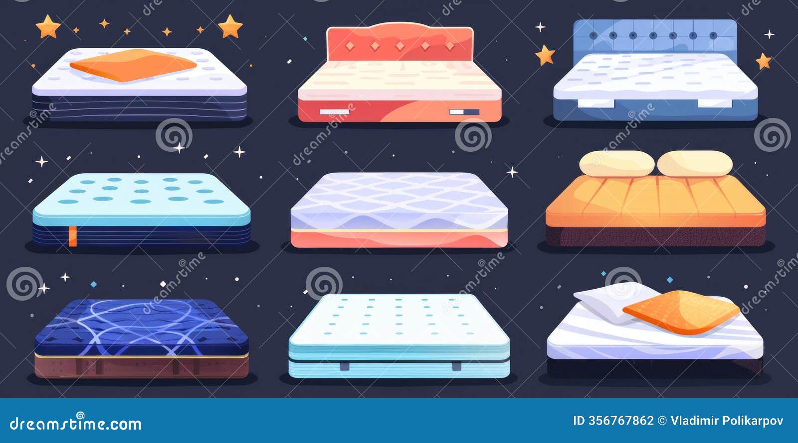 Various Mattress Types and Designs for Sale or Use in Interior Design ...