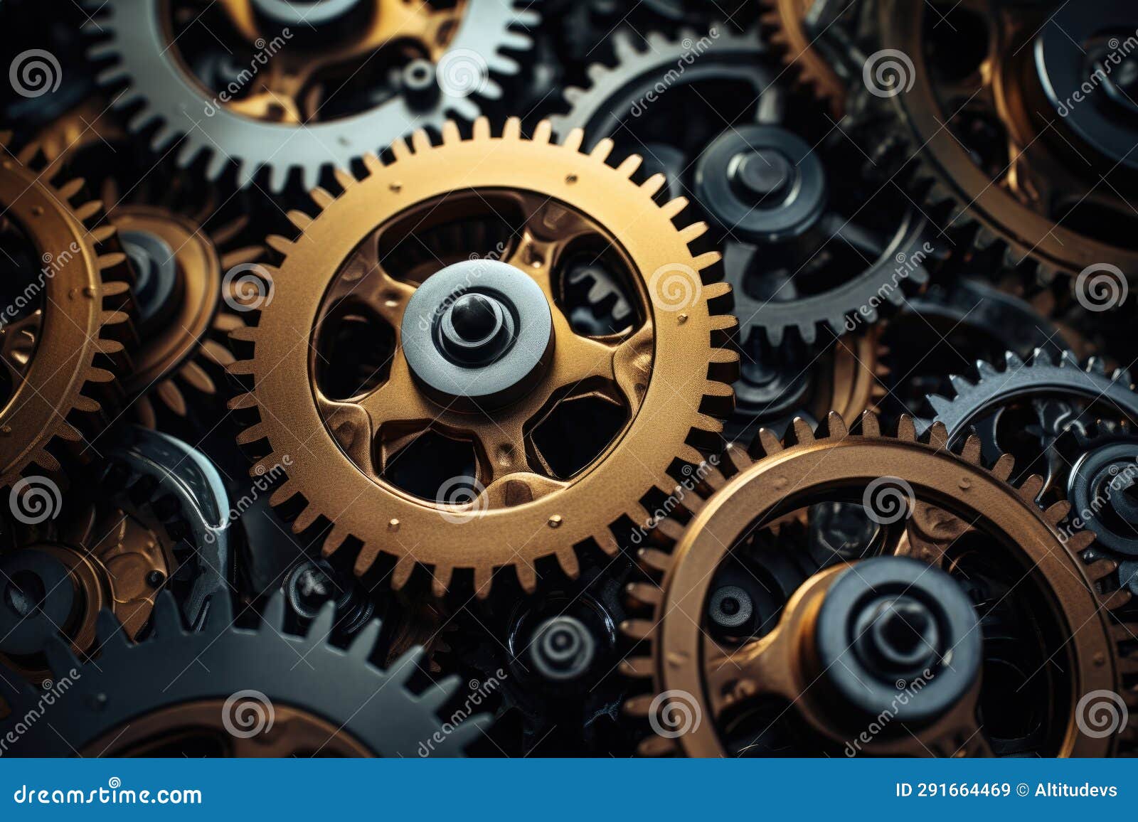 Various Mechanical Gears Intersecting Stock Image - Image of precision ...