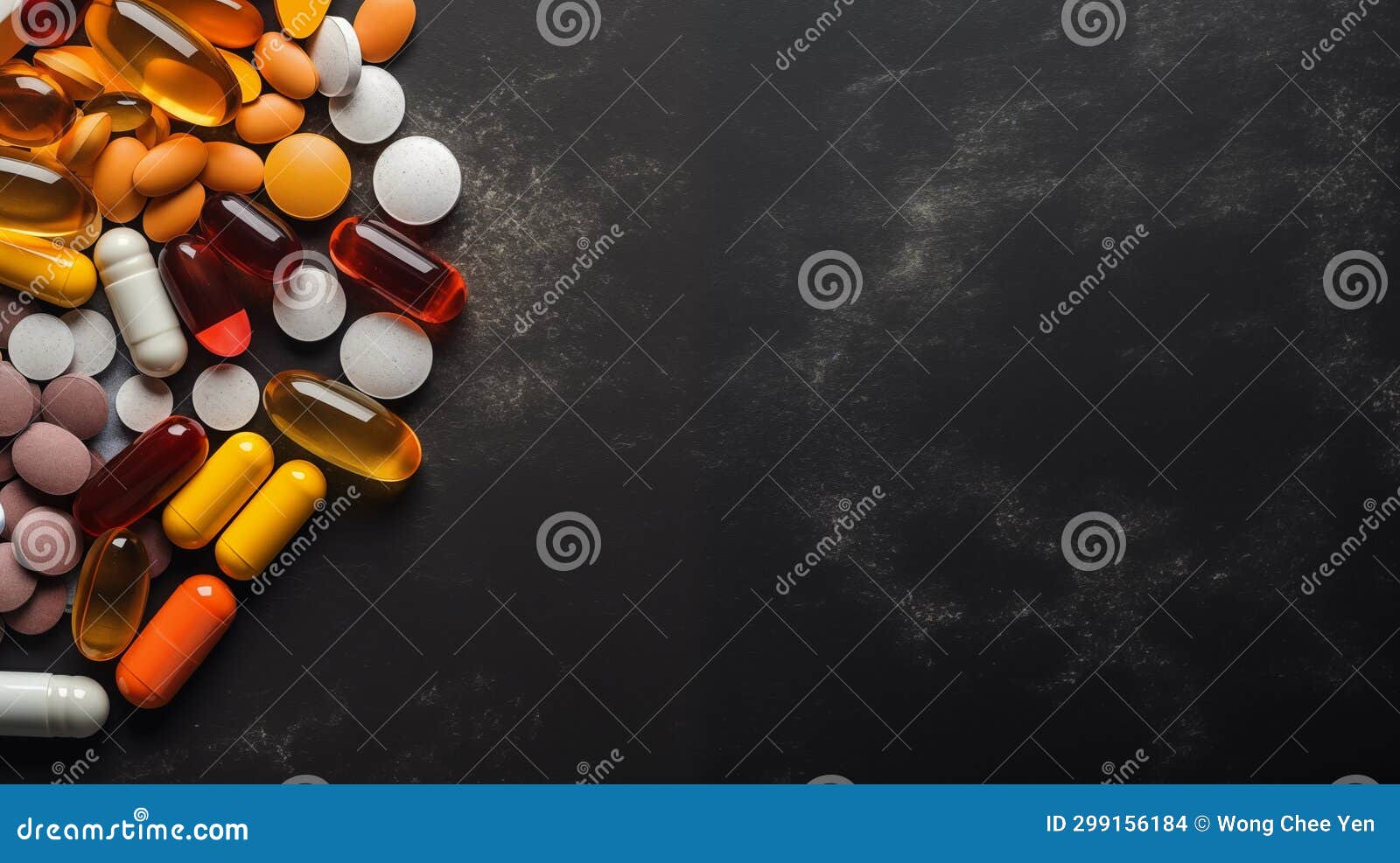 Top View Of Dark Blue Desktop With Microscope, Notepad, Computer. Mock ...