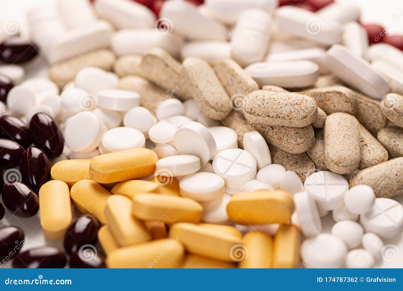 Various medicine tablets stock photo. Image of assorted - 174787362