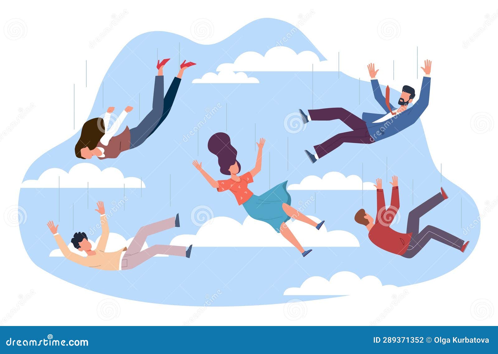 Falling Characters. Cartoon Flying Male And Female Characters, Floating ...