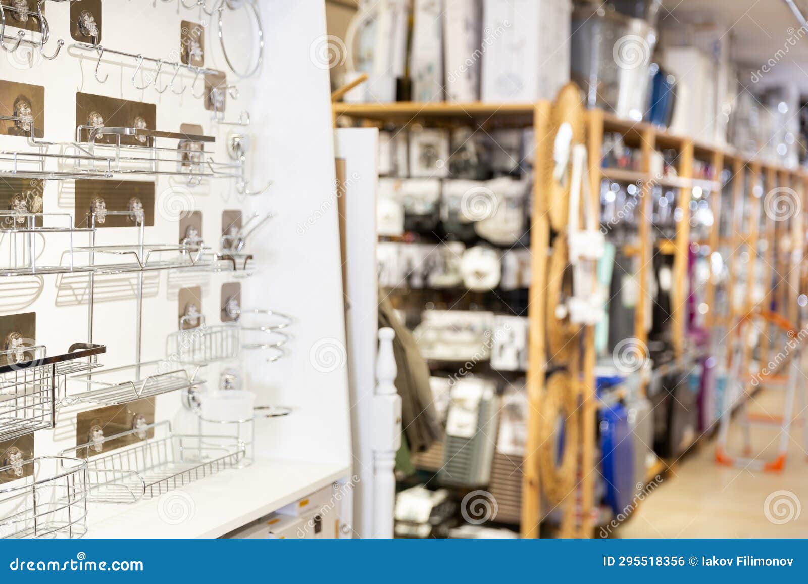 Various Metal Stands on Hardware Store Shelves Stock Photo - Image of ...