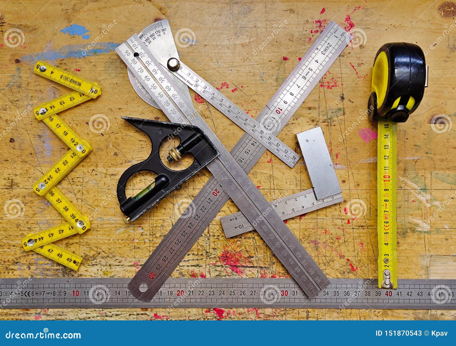 Various Metering Tools on Wooden Surface Stock Image - Image of ...